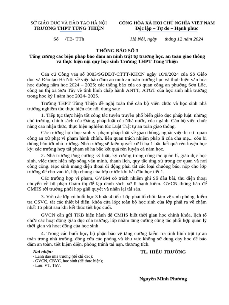 Thong Bao So 3 - VV Bao Dam ANTT-ATGT | PDF