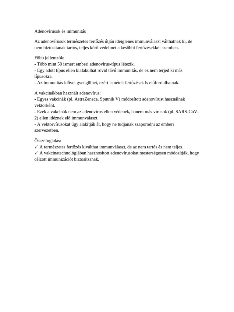 Adenovírusok Immunitás | PDF