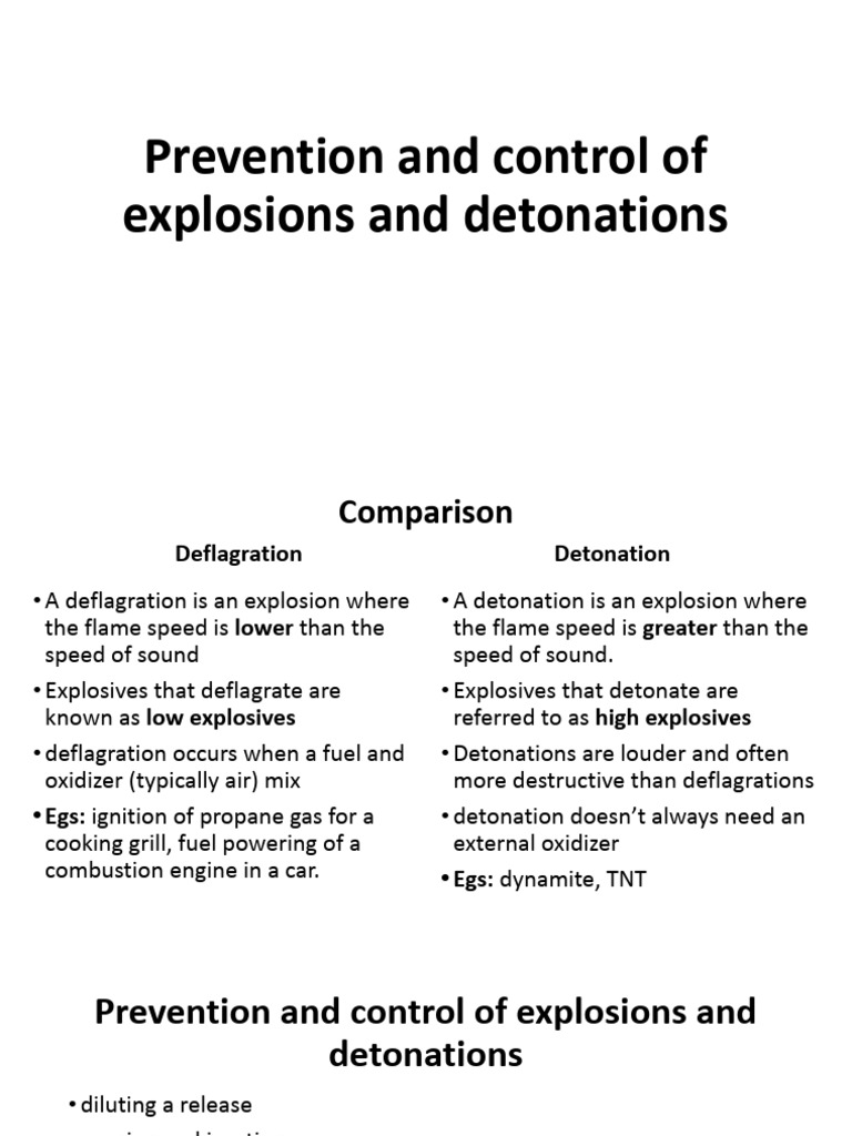 Prevention and Control of Explosions and Detonations | PDF | Explosion ...