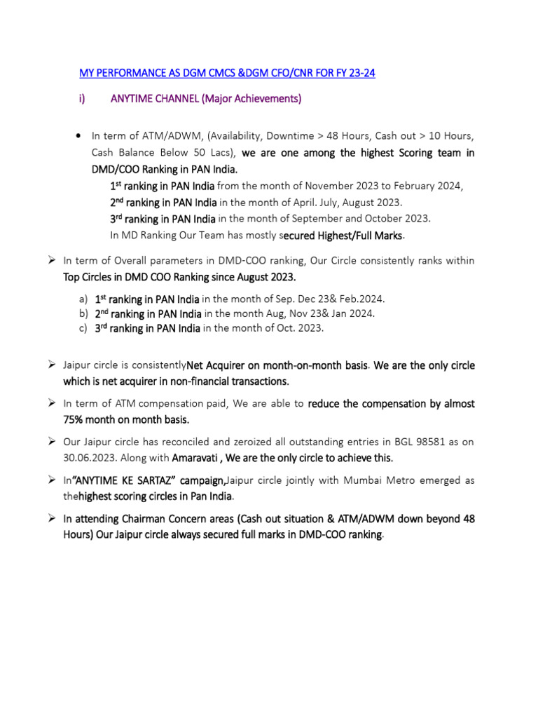 Self Appraisal Rajesh Kumar-Compressed | PDF | Banking | Economies