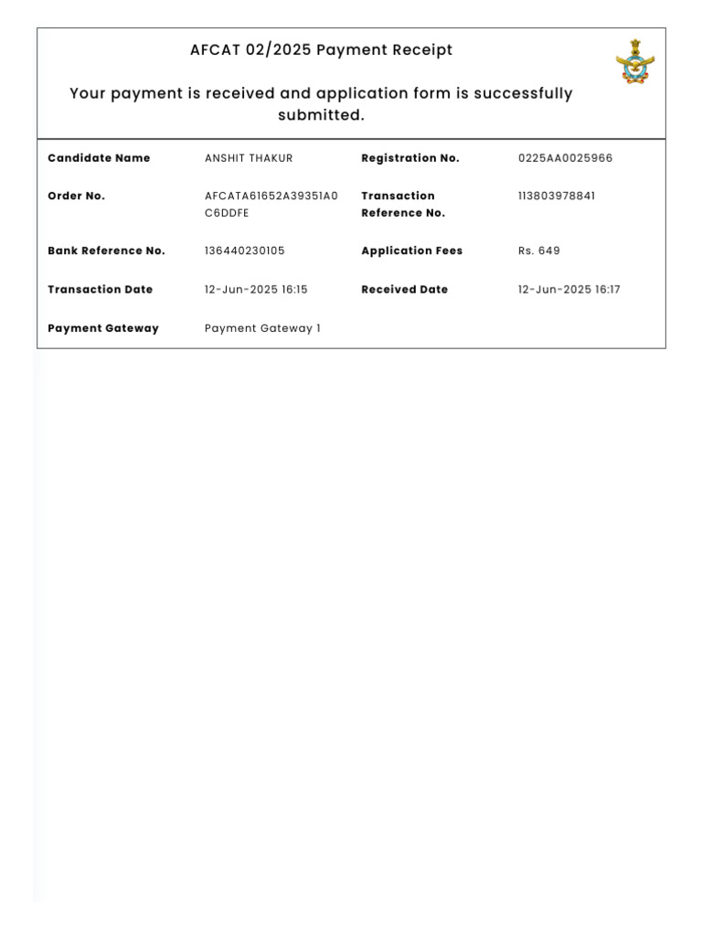 IAF - Application Status | PDF