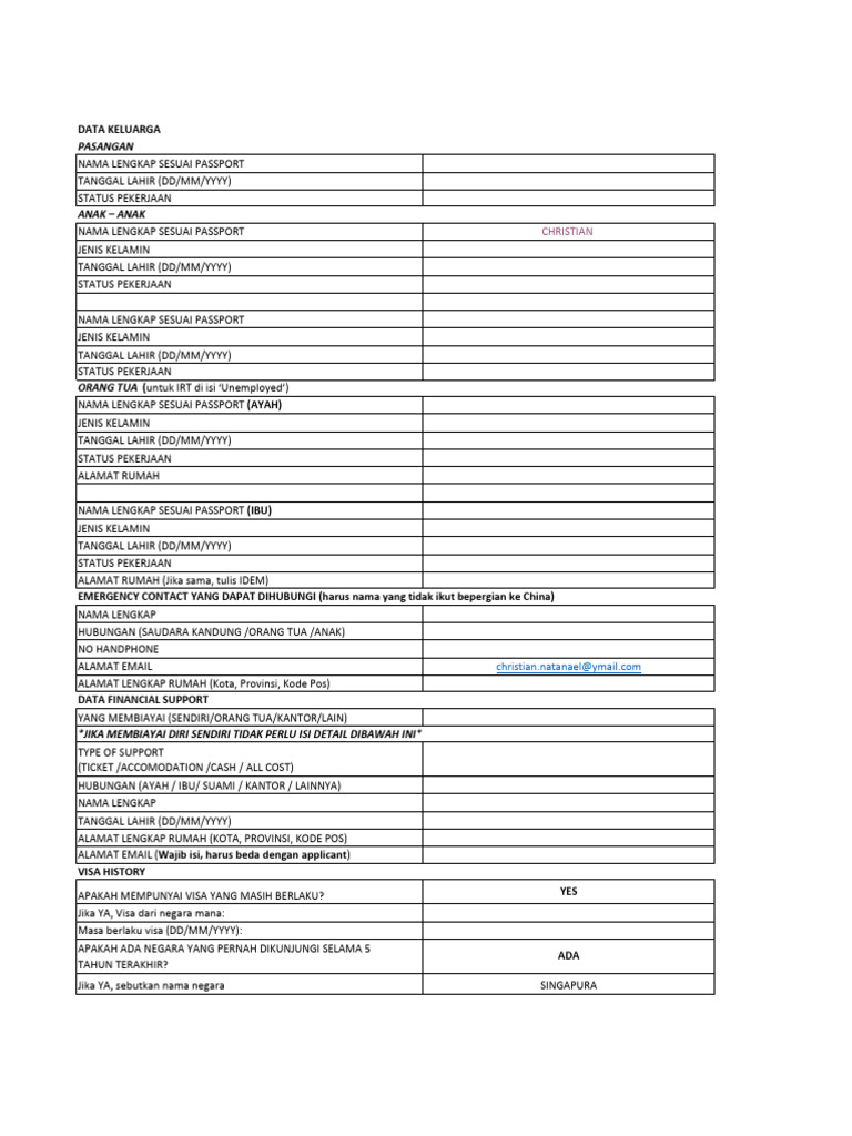 Data Keluarga dan Dukungan Finansial | PDF