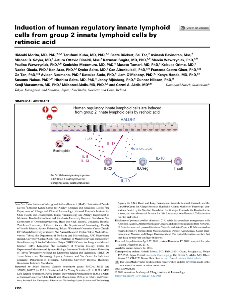 Induction of Human Regulatory Innate Lymphoid Cell | PDF | Lymphocyte ...