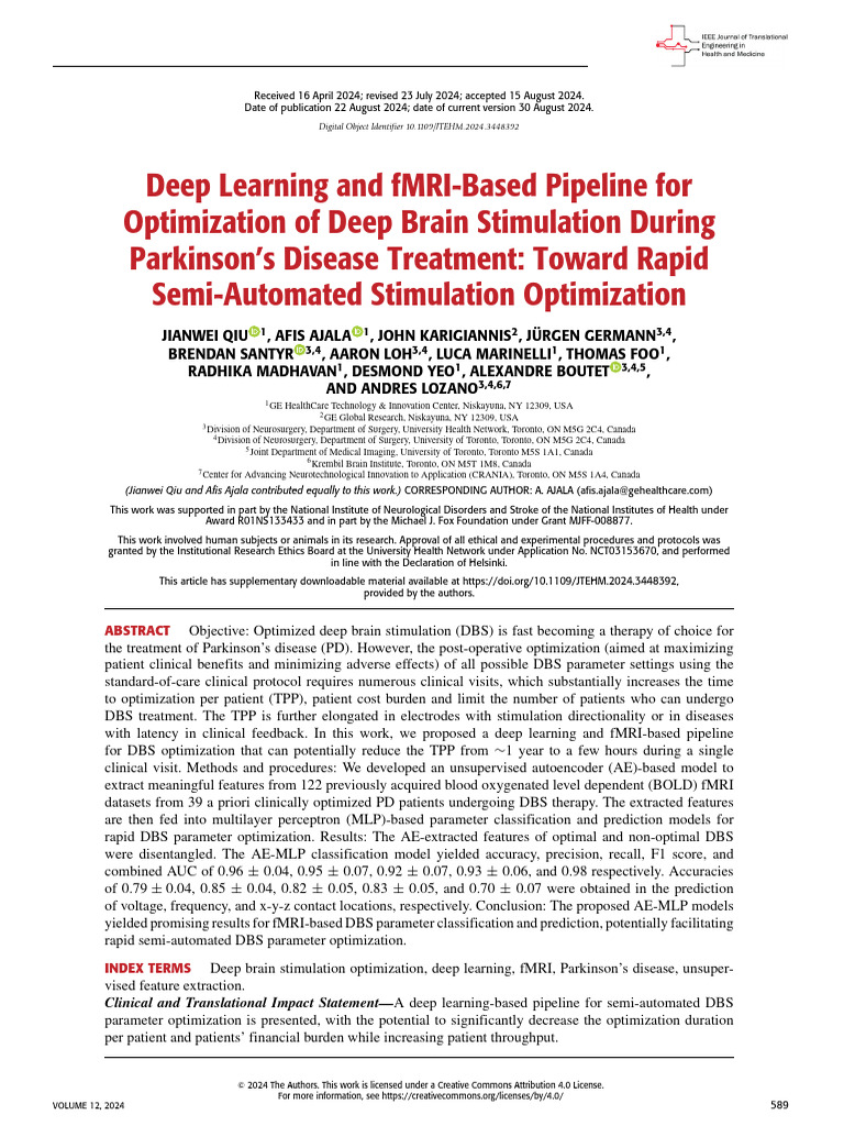 Deep Learning and FMRI-Based Pipeline For Optimization of Deep Brain Stimulation During ...