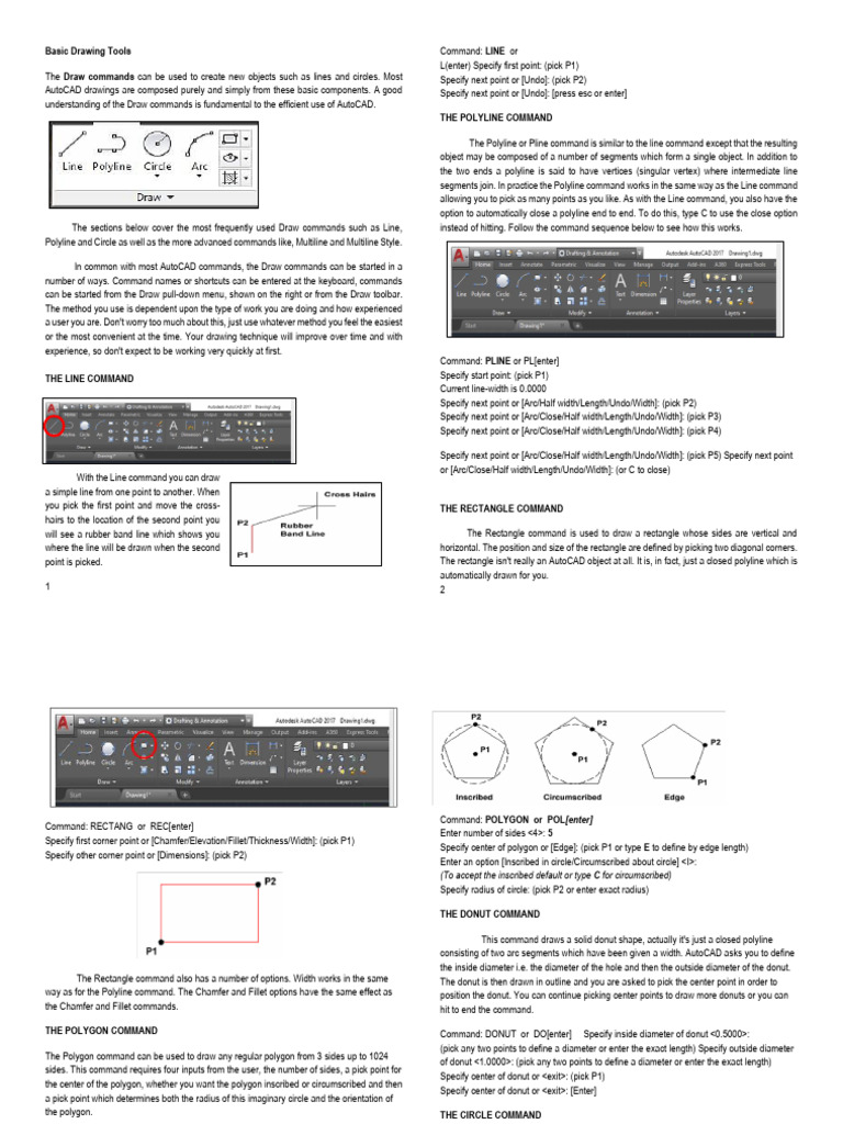 AutoCAD Basic Drawing Tools Guide | PDF | Circle | Ellipse