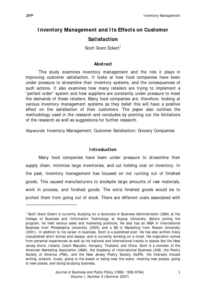 Inventory Management and Its Effects On | PDF | Inventory | Hypothesis