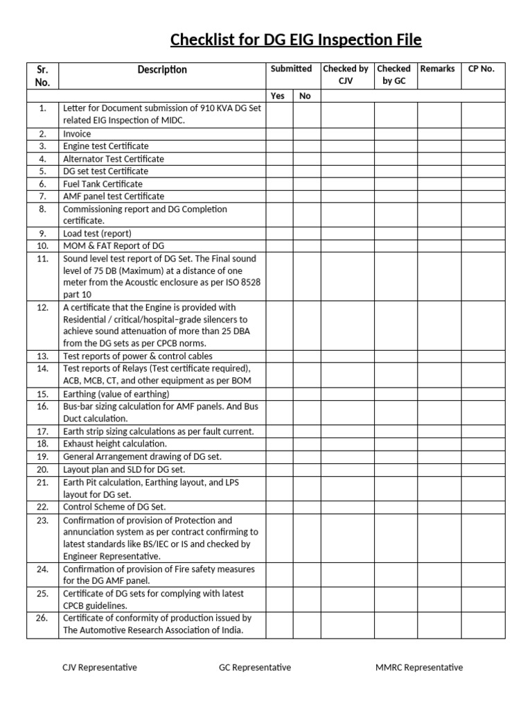 DG Checklist For EIG | PDF