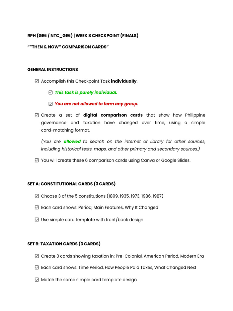 RPH Week 8 Checkpoint (Finals) Instructions | PDF | Cognitive Science | Cognition