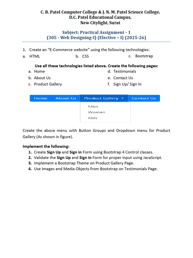 WD - 1 (305) Practical Assignment - 1 (2025-26) | PDF