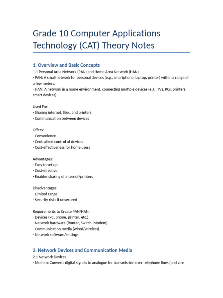 Grade 10 CAT Theory Notes | PDF | World Wide Web | Internet & Web