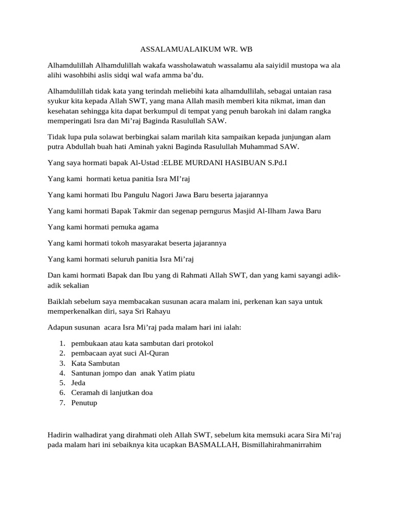 Susunan Acara Isra Mi'Raj | PDF