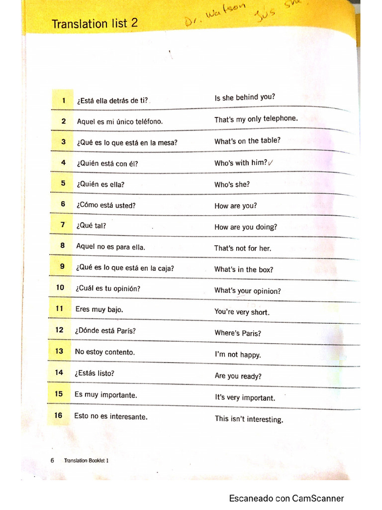 Translation List 2 | PDF