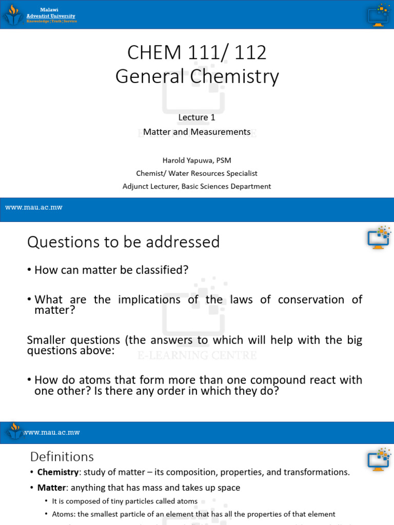 General Chemistry: Matter & Measurements | PDF | Mixture | Chemical ...