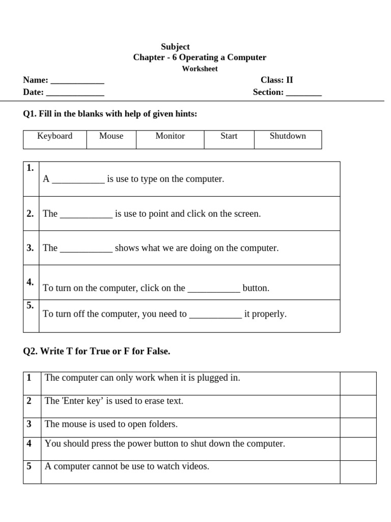 Worksheet Format | PDF