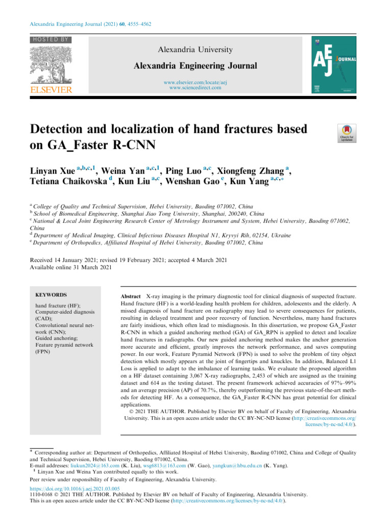 Detection and Localization of Hand Fractures Based On GA - Faster R-CNN-Q1-2025 | PDF | Deep ...