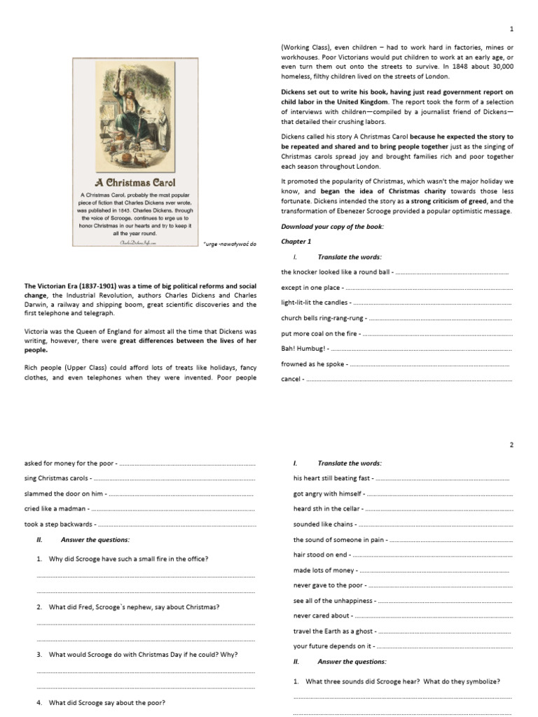 Christmas Carol by Charles Dickens Sts Handout | PDF | A Christmas ...