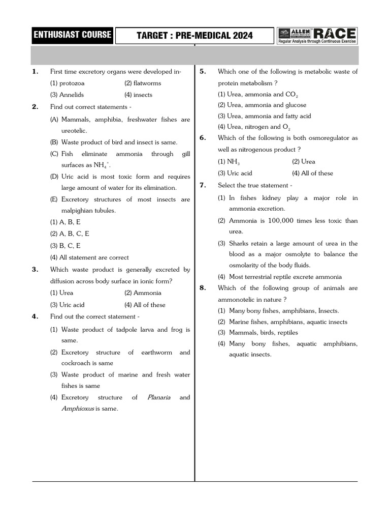 Excretory Products & Their Elimination | PDF | Kidney | Urinary System