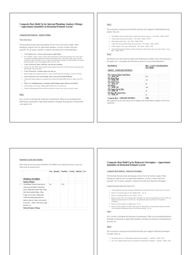 Composite Rate Build Up | PDF | Door | Roof