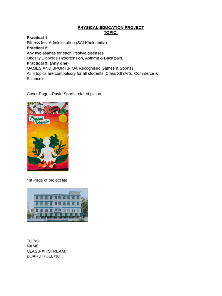 Class 12 Physical Education Project Guide | PDF | Asana