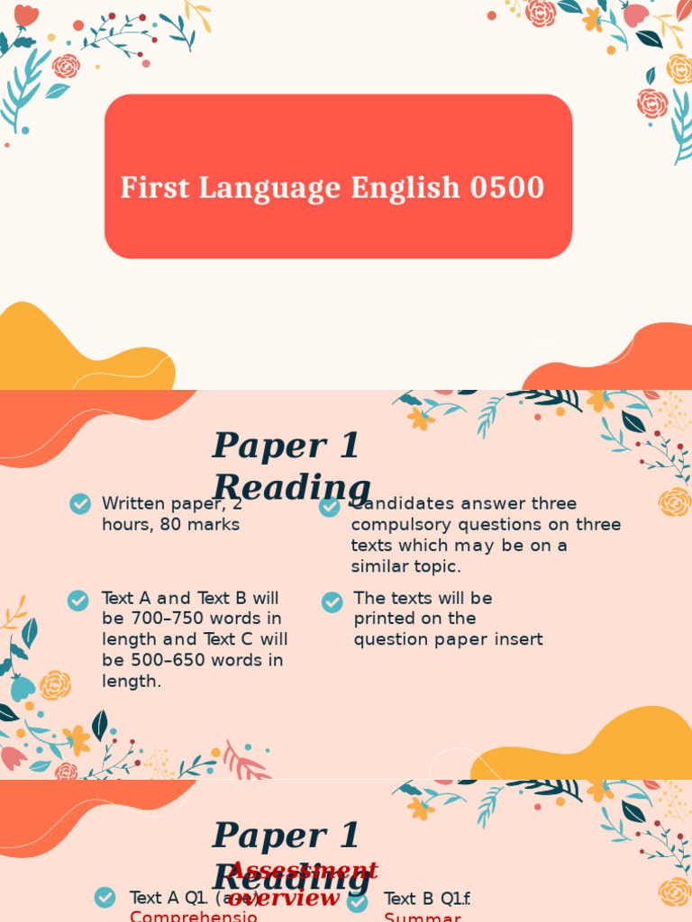IGCSE First Language English | PDF | Reading Comprehension | Rhetoric