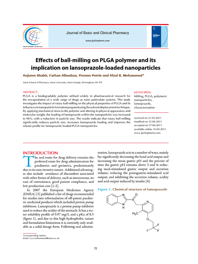 5.Eff Ects of Ball-milling on PLGA Polymer and Its Implication on ...