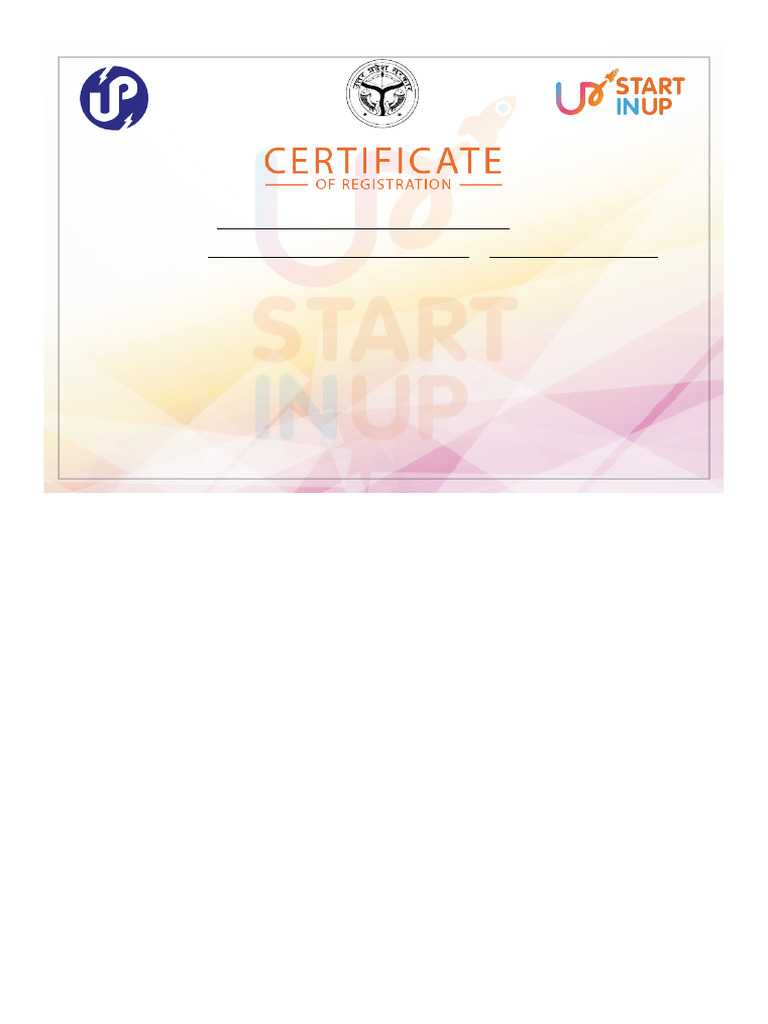 Start in UP Certificate | PDF
