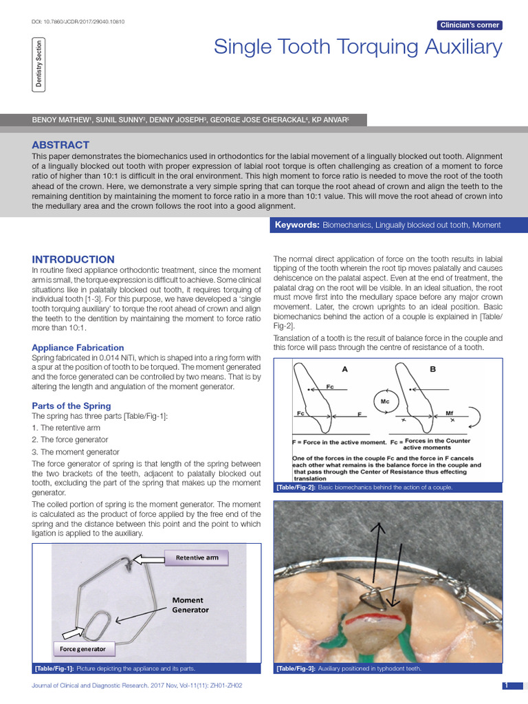Single Tooth Torquing Auxiliary in Orthodontics | PDF | Orthodontics ...