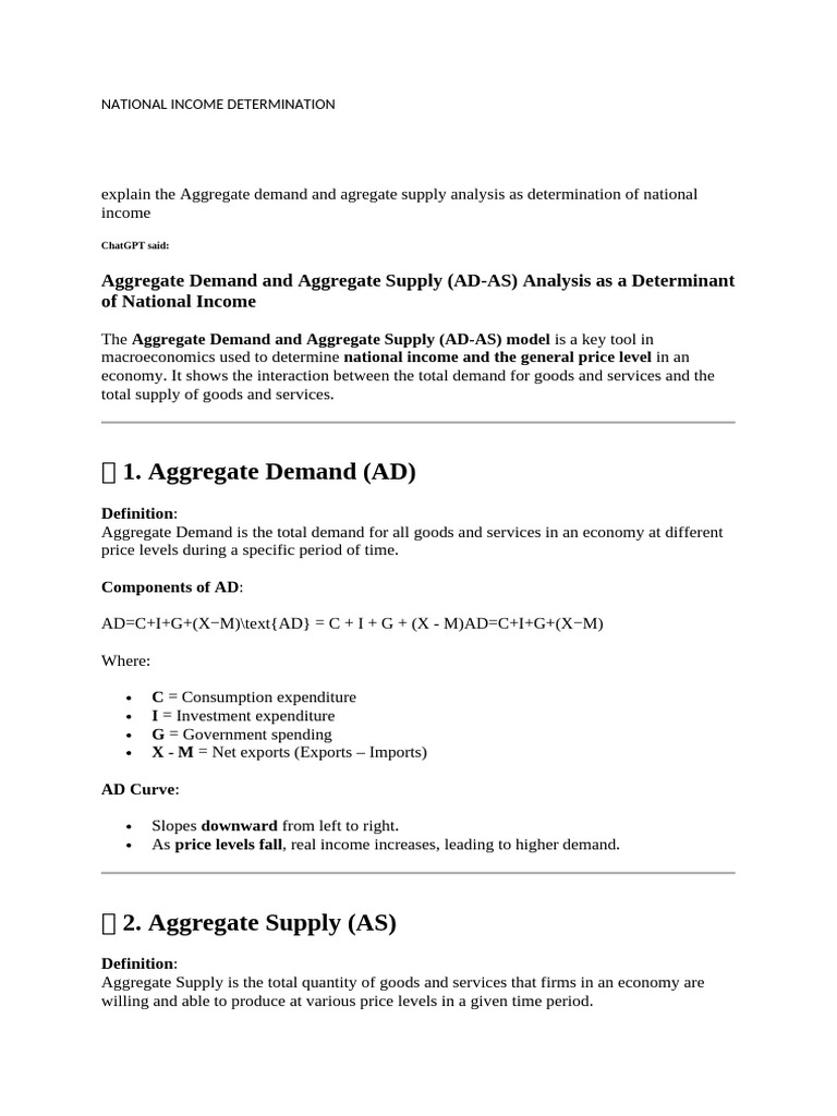 National Income via AD-AS Analysis | PDF | Aggregate Demand | Fiscal ...