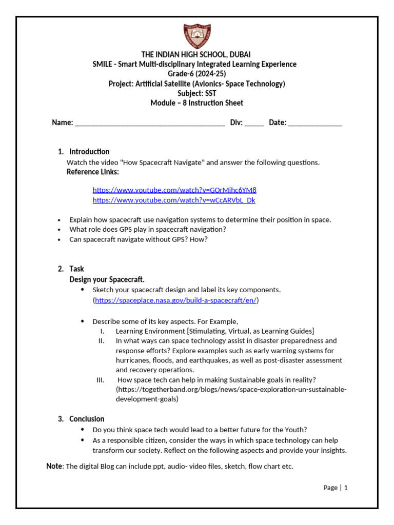 Grade-6 SST - Instruction Sheet | PDF