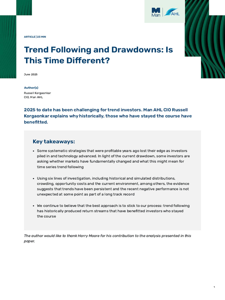 Man AHL Analysis Trend Following and Drawdowns Is This Time Different ...