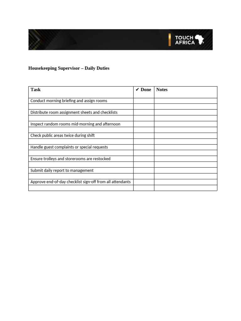Housekeeping Supervisor | PDF