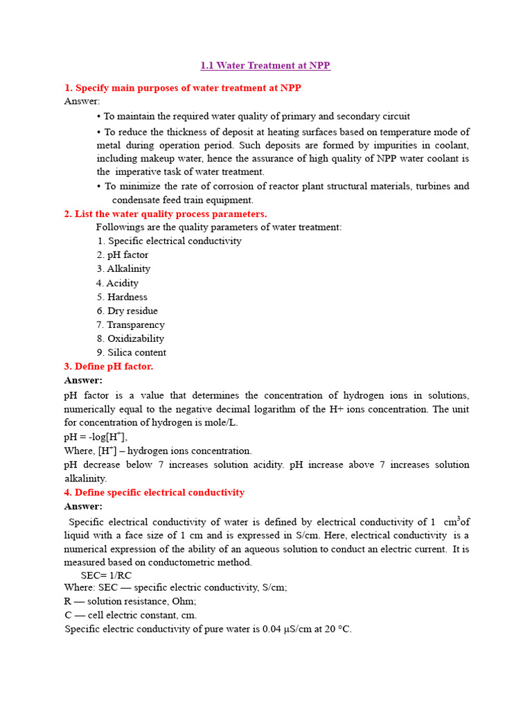NPP Water Treatment and Chemistry Guide | PDF | Ion Exchange | Alkalinity