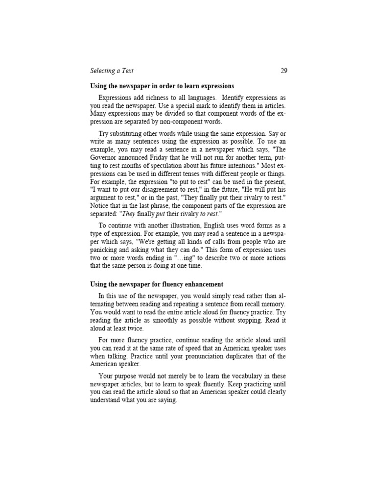 Enhance English Fluency with Newspapers | PDF | English Language ...