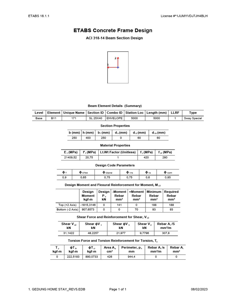 ETABS Design for Sloof 20x40 Beam | PDF | Beam (Structure) | Civil ...