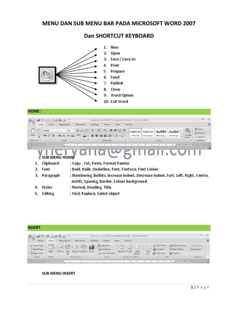 Menu Bar Overview in MS Word 2007 | PDF | Note (Typography) | Microsoft ...