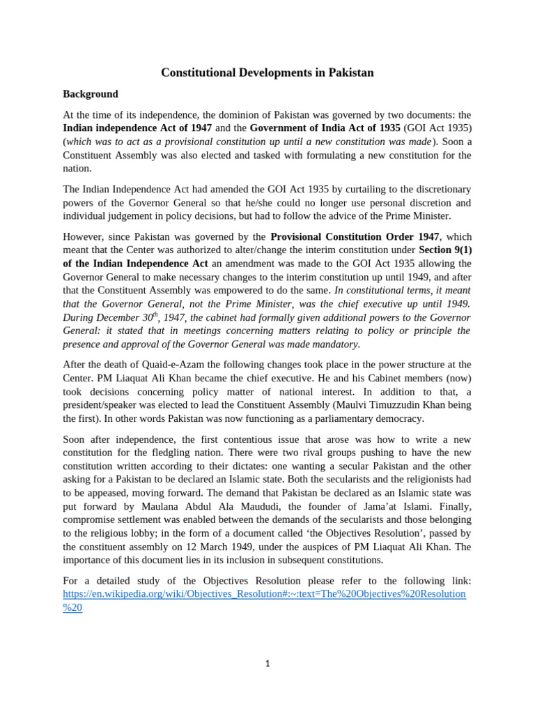 Constitutional Developments in Pakistan | PDF | Parliament Of Pakistan | Government Of Pakistan