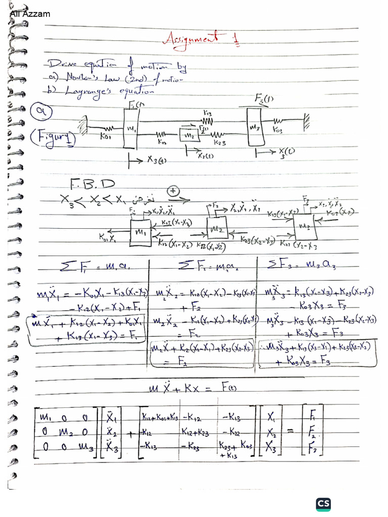 Assignment 1 Vibration - Ali Azzam | PDF