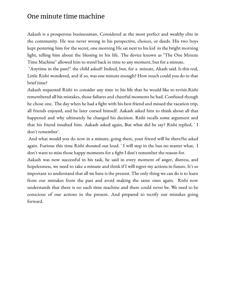 One Minute Time Machine | PDF