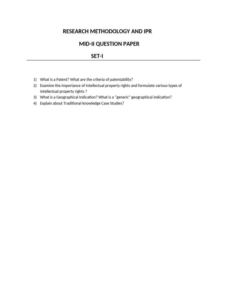 Research Methodology and Ipr-Set-I | PDF