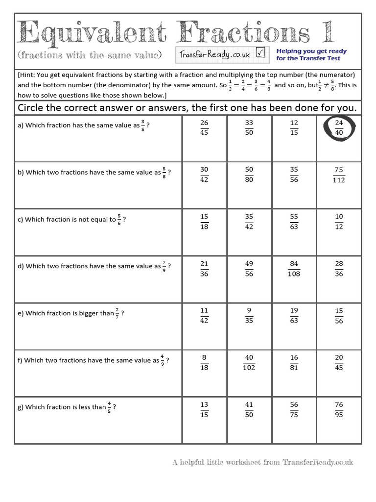 Equivalent Fractions 1 | PDF