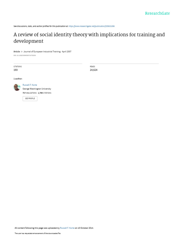 Social Identity Theory in Training Contexts | PDF | Stereotypes ...