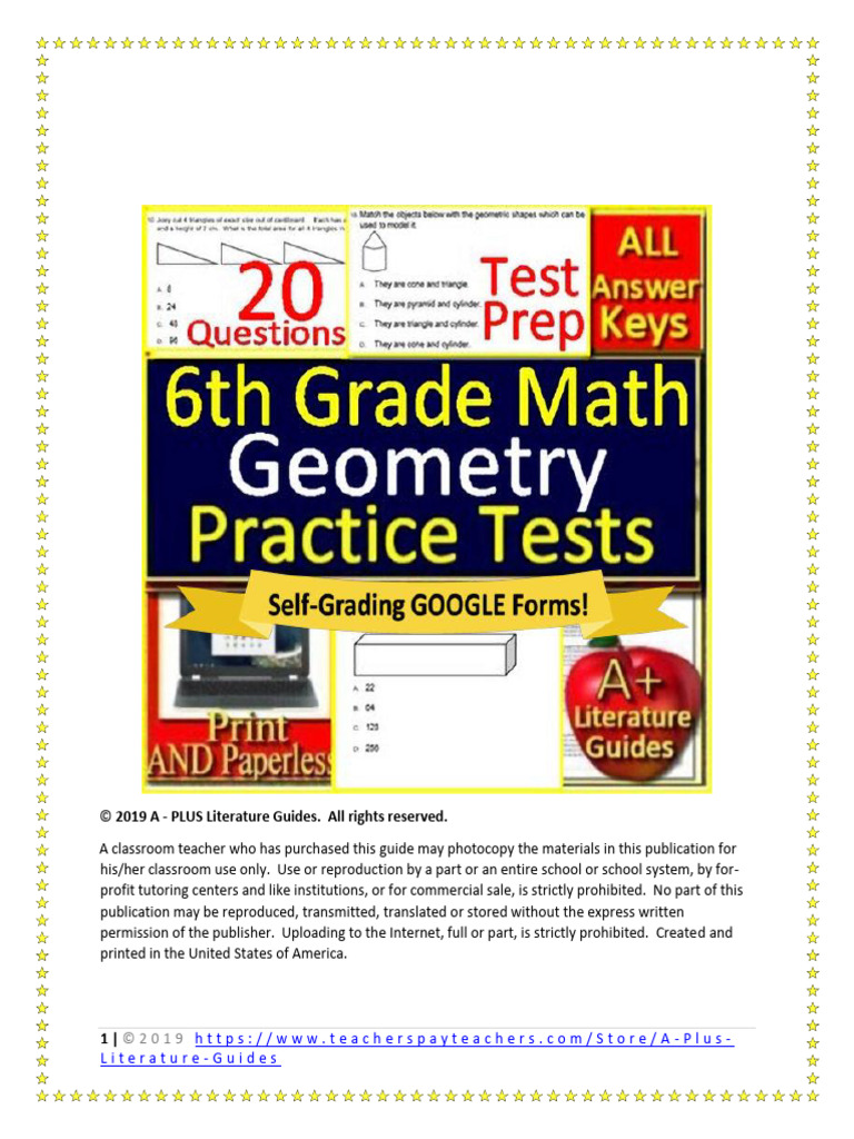 6th Grade Geometry Test Prep Guide | PDF | Area | Length