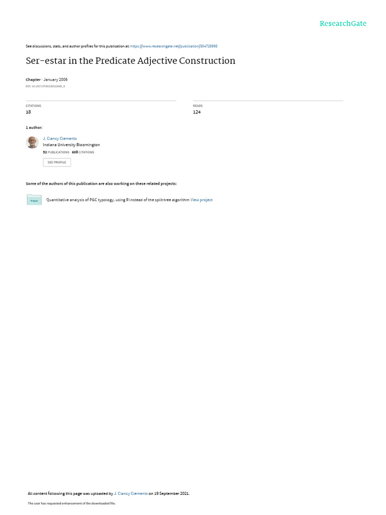 Clements (2006) Ser-Estar in The Predicative Adjective Construction ...