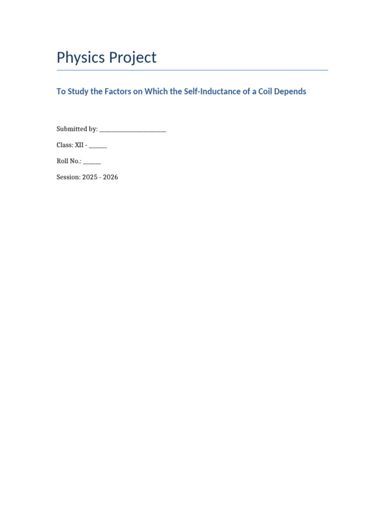 Self Inductance Project Part2 | PDF | Inductance | Inductor