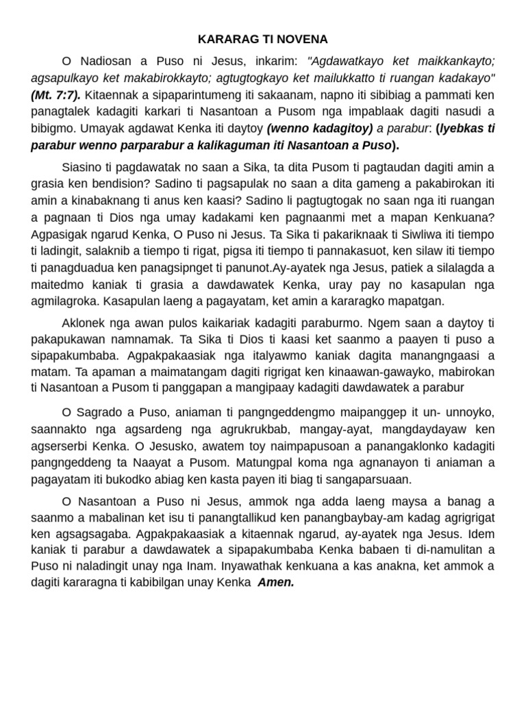 Kararag Ti Novena | PDF