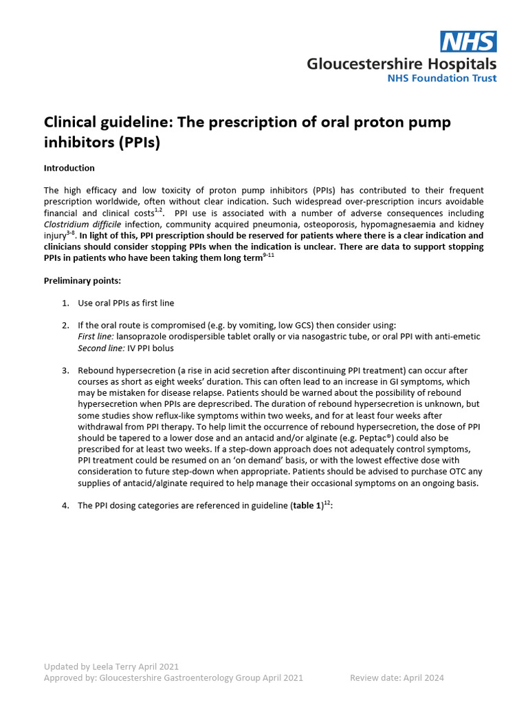 Oral PPI Guideline e2H203Y | PDF | Nonsteroidal Anti Inflammatory Drug ...