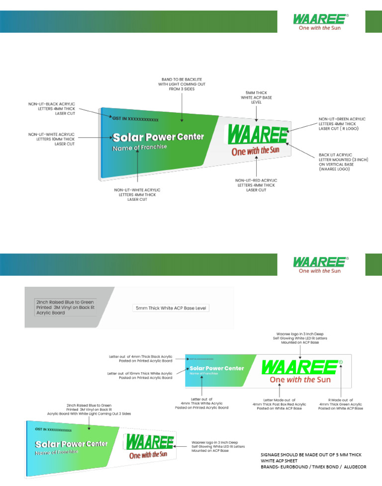 Waaree Logo Signage Specifications | PDF