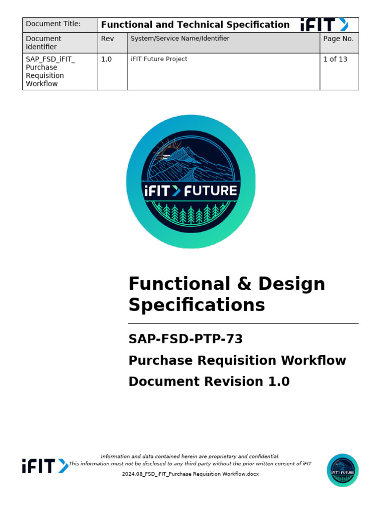 iFIT - FSD - 73 - Purchase Requisition Workflow | PDF | Specification (Technical Standard ...