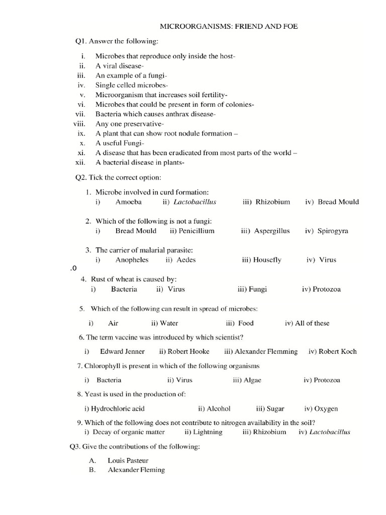 Microorganisms Test 2 | PDF