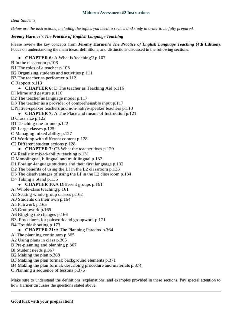 Midterm Assessment 2 Study Guide | PDF
